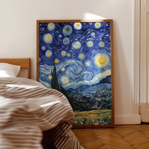 Van Gogh Starry Night Digital Poster – Printable Wall Art With Swirling ...