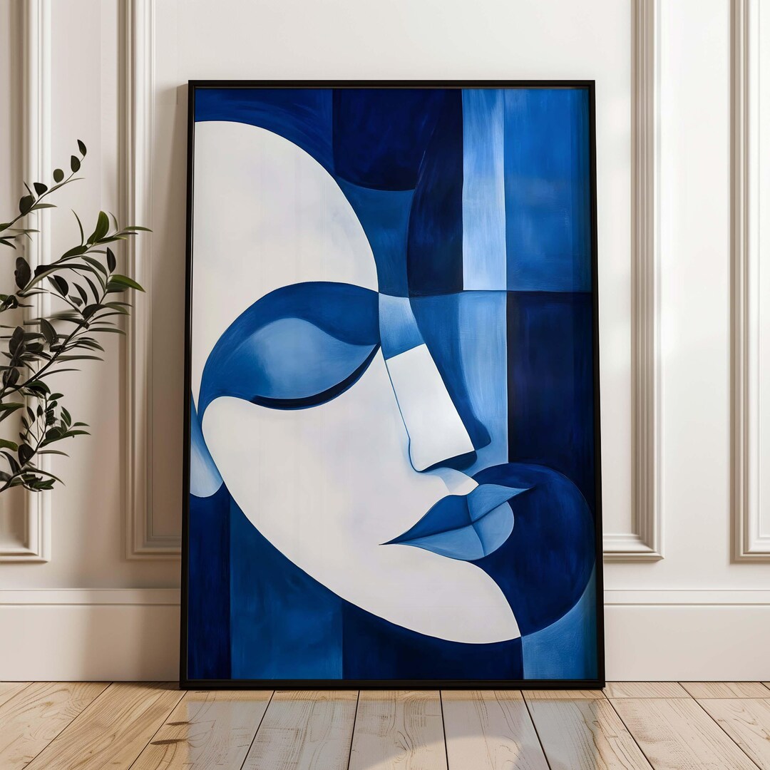 Pablo Picasso Blue Abstract Face Digital Poster – Cubist Wall Art ...