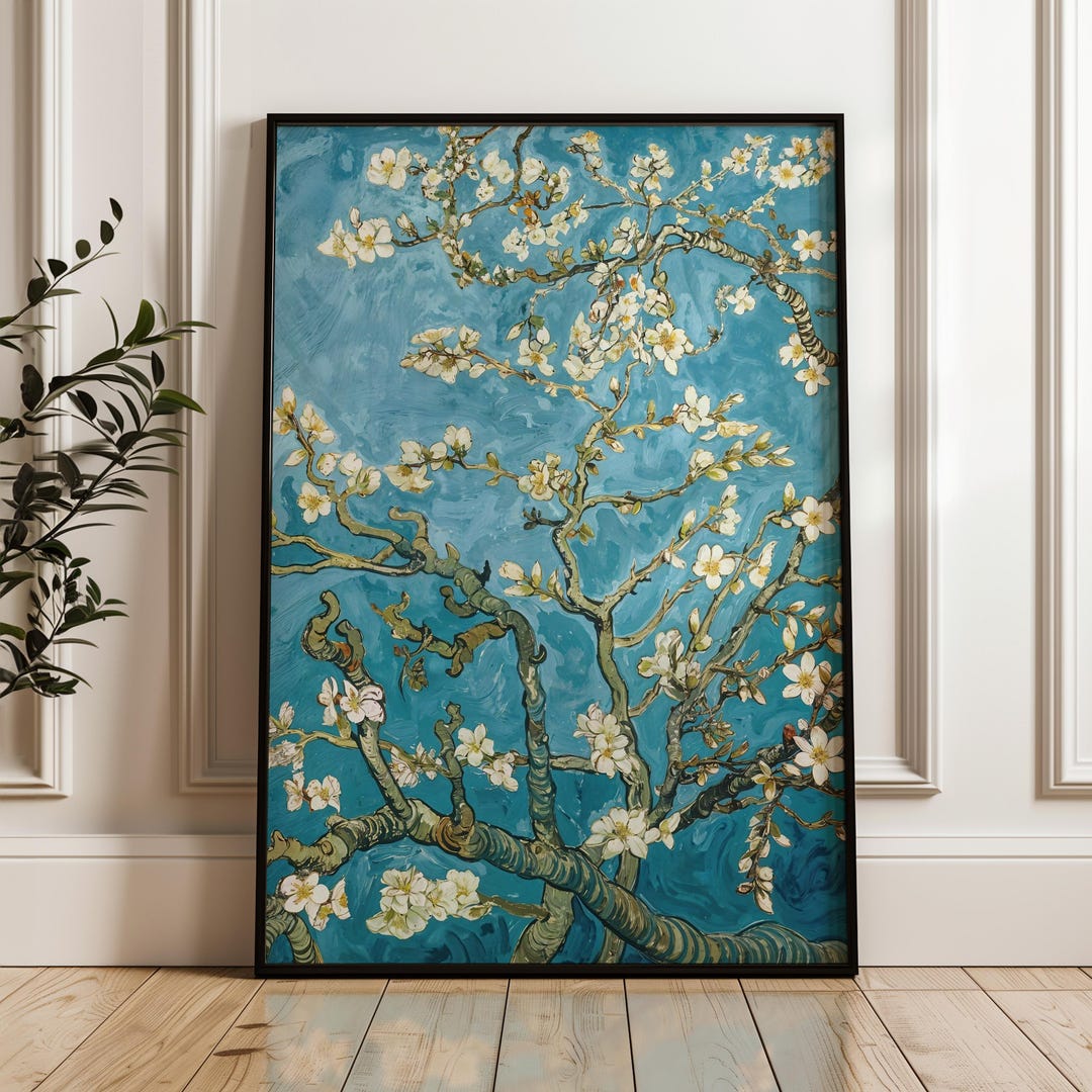 Vincent Van Gogh Almond Blossom Digital Poster – Blue Floral Branch ...
