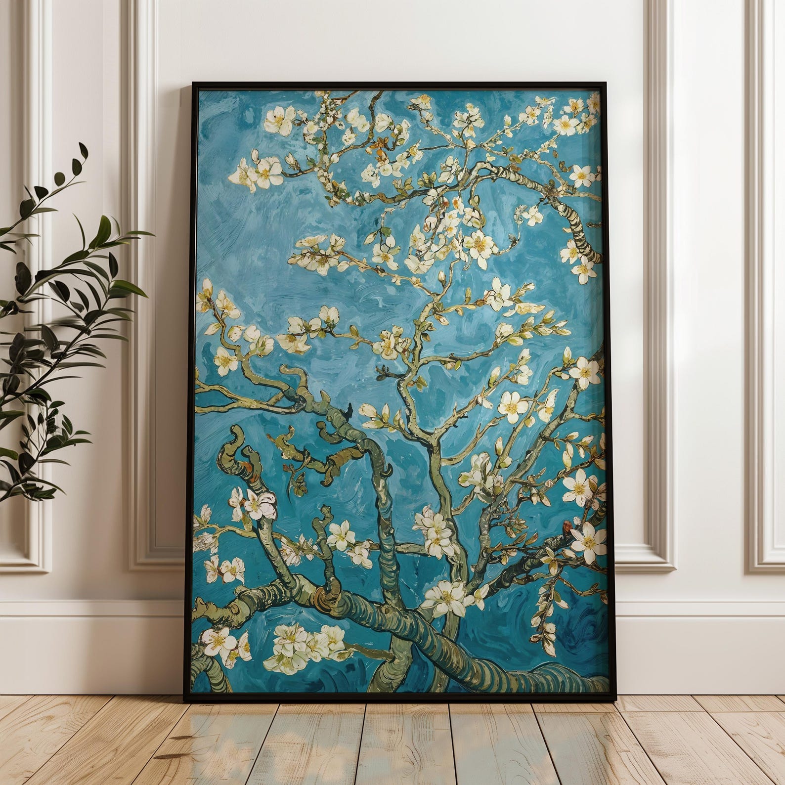 Vincent Van Gogh Almond Blossom Digital Poster – Blue Floral Branch ...
