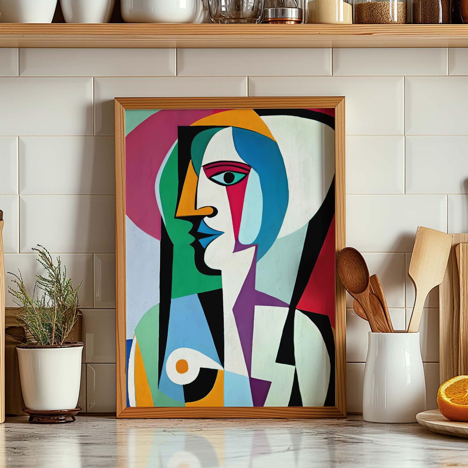 Pablo Picasso Colorful Cubist Portrait Digital Poster – Abstract ...