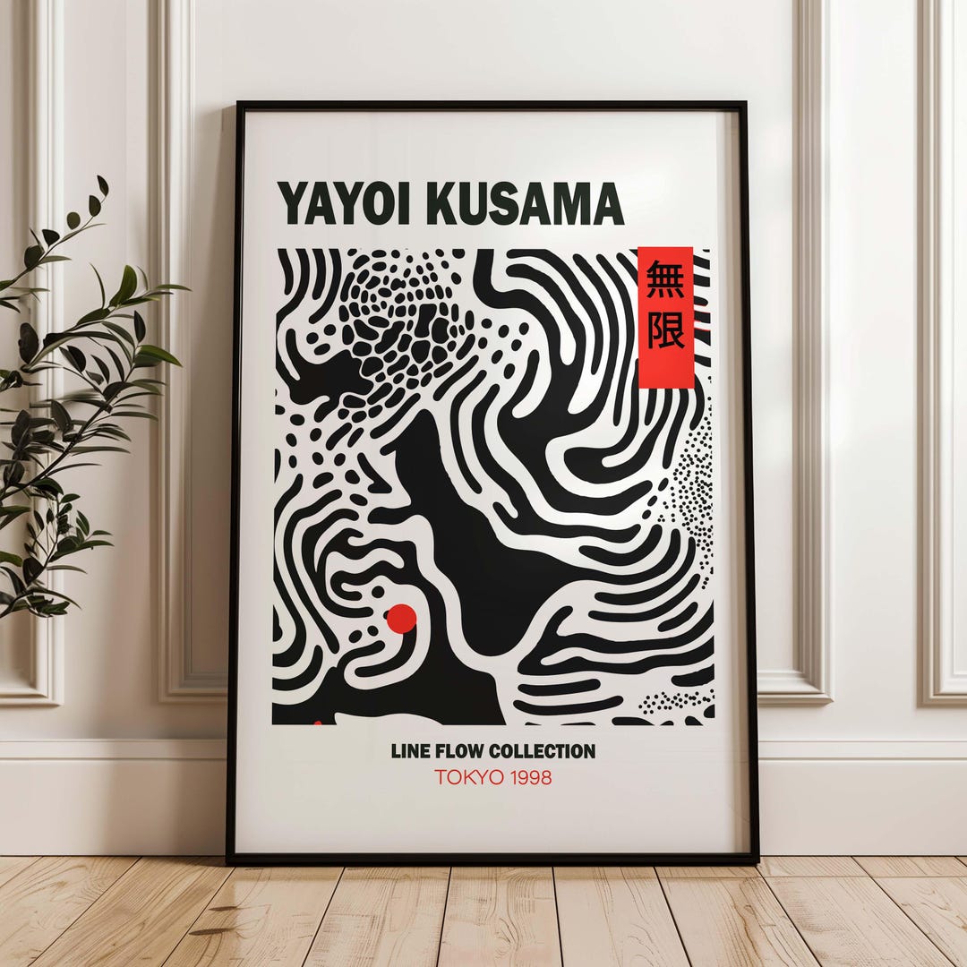 Yayoi Kusama Inspired Print: Abstract Line Art, Tokyo Wall Decor ...