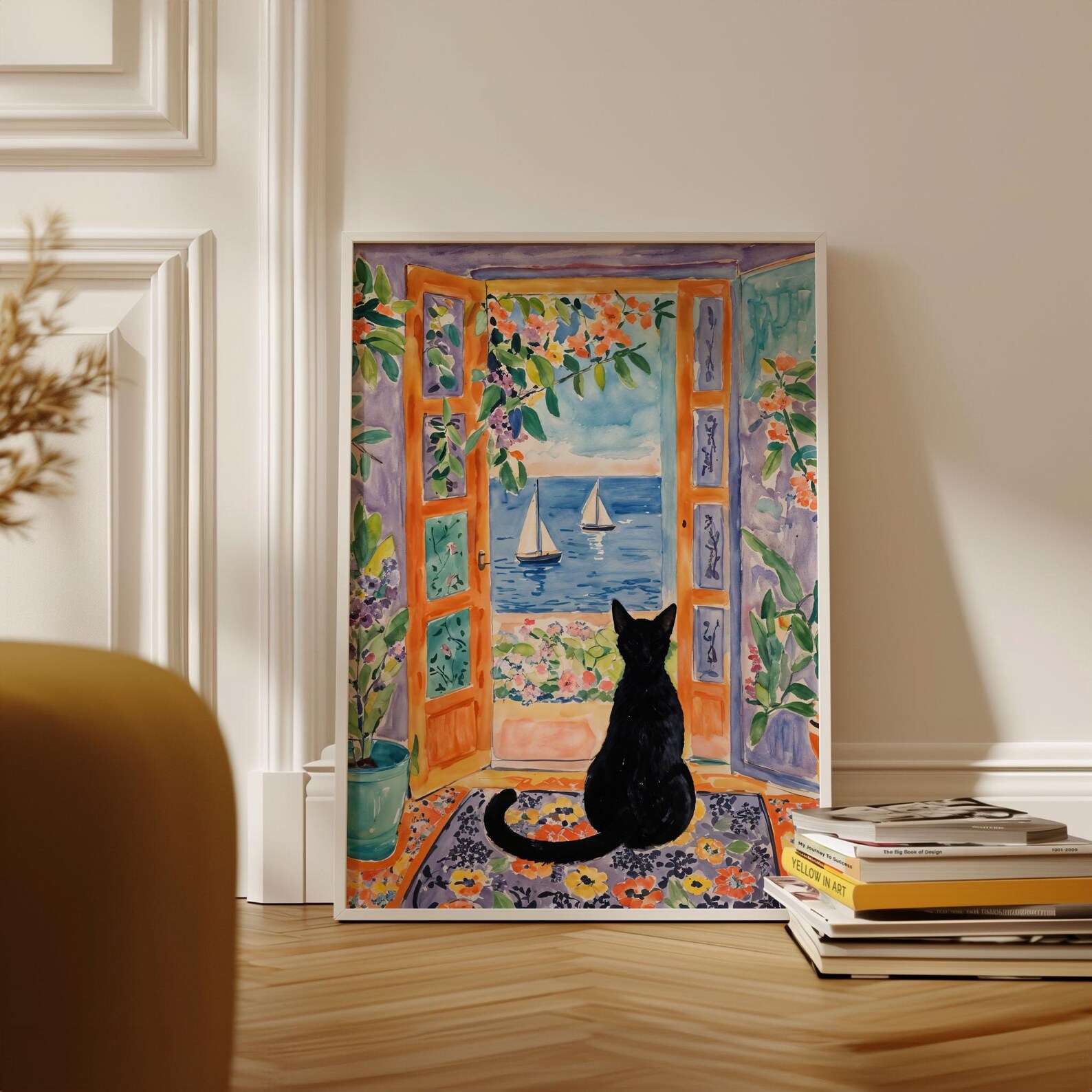 Matisse Cat Art Print: Fauvist Coastal Window View (digital Poster) - Etsy