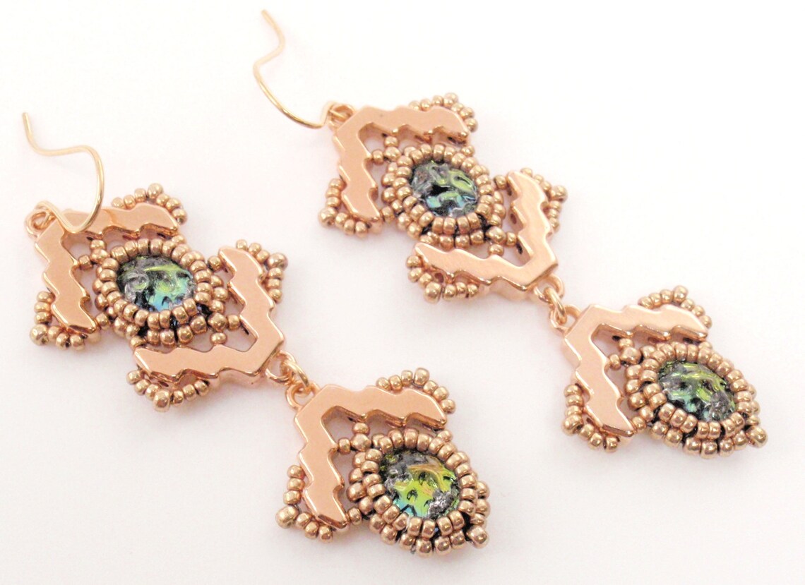 Beading Tutorial for Aztec Tortuga Earrings Beading | Etsy