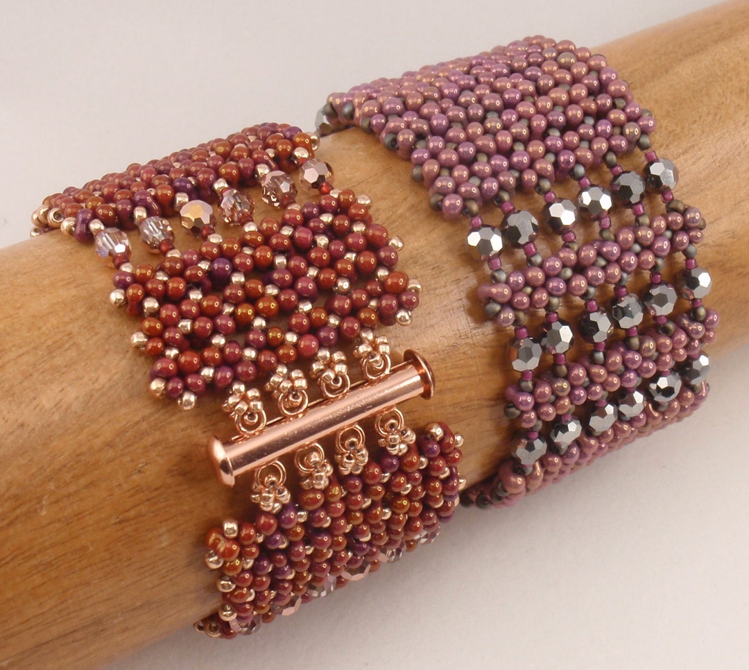Beading Tutorial for Pondo Cuff Bracelet, Jewelry Pattern, Beadweaving ...