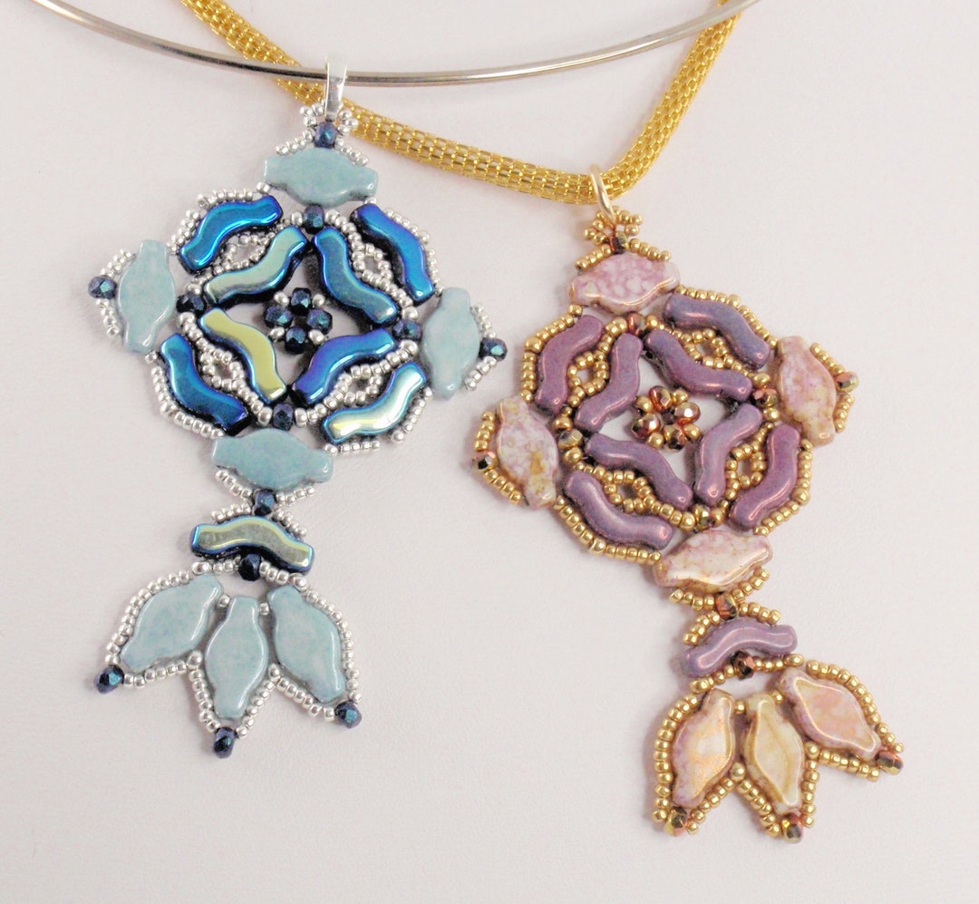 Poseidon Pendant Beading Tutorial: Czech Navette & Bridge Beads (PDF ...