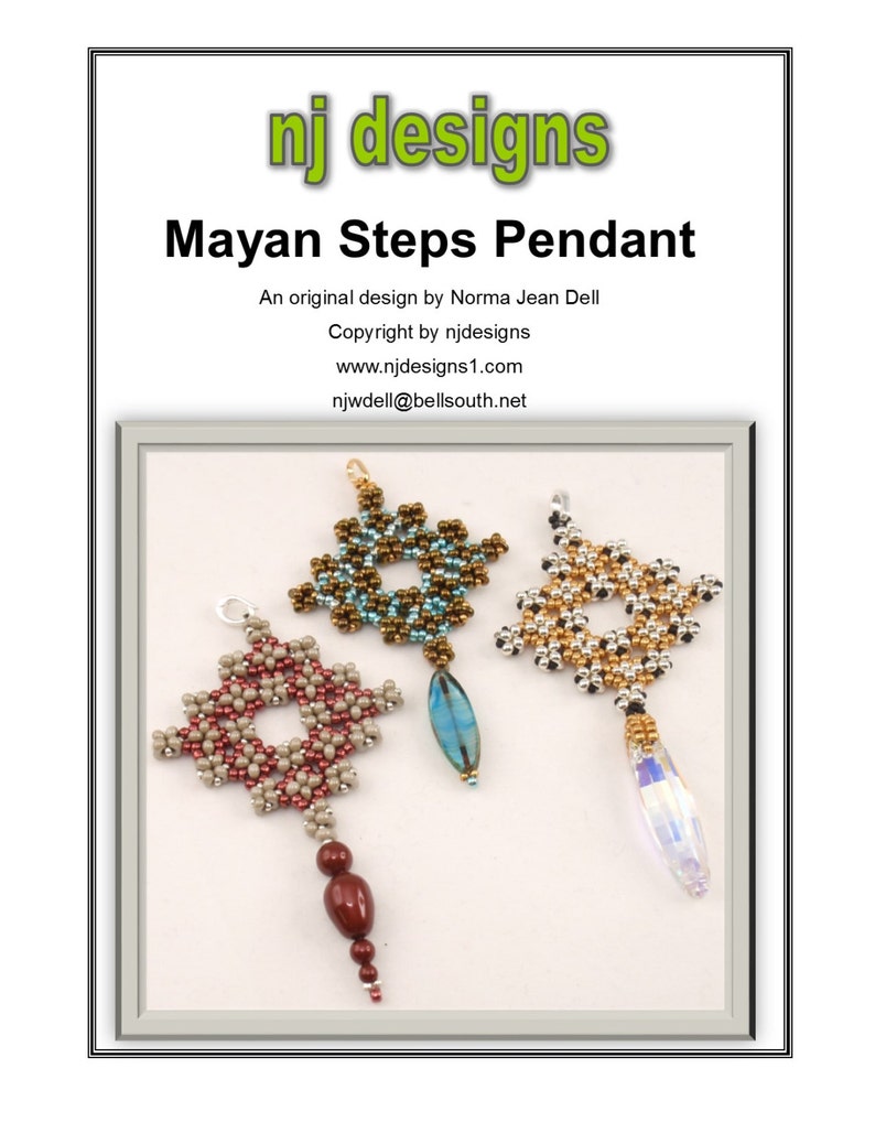 Beading Tutorial for Mayan Steps Pendant, Jewelry Pattern, Beadweaving ...