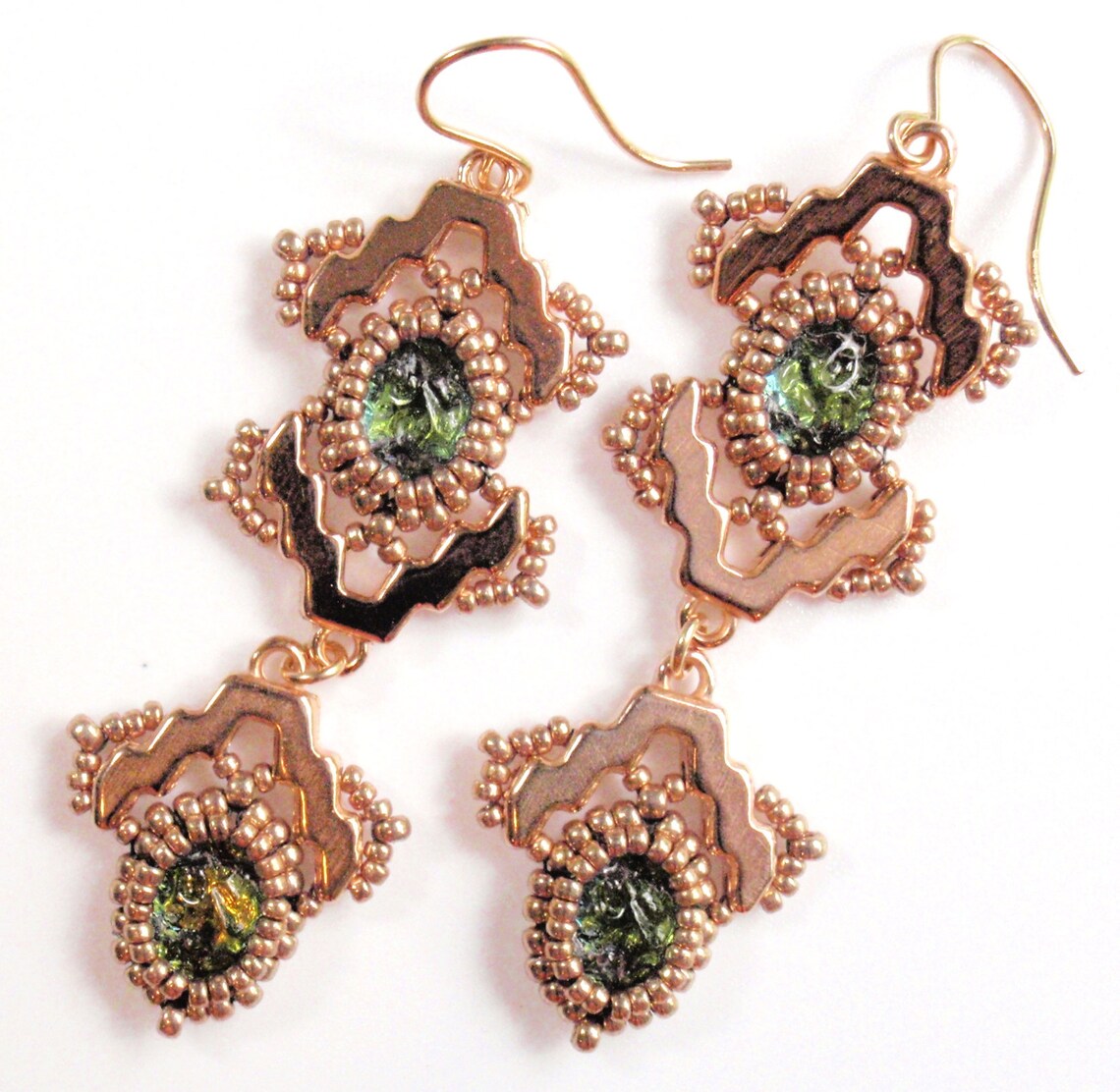 Beading Tutorial for Aztec Tortuga Earrings Beading | Etsy