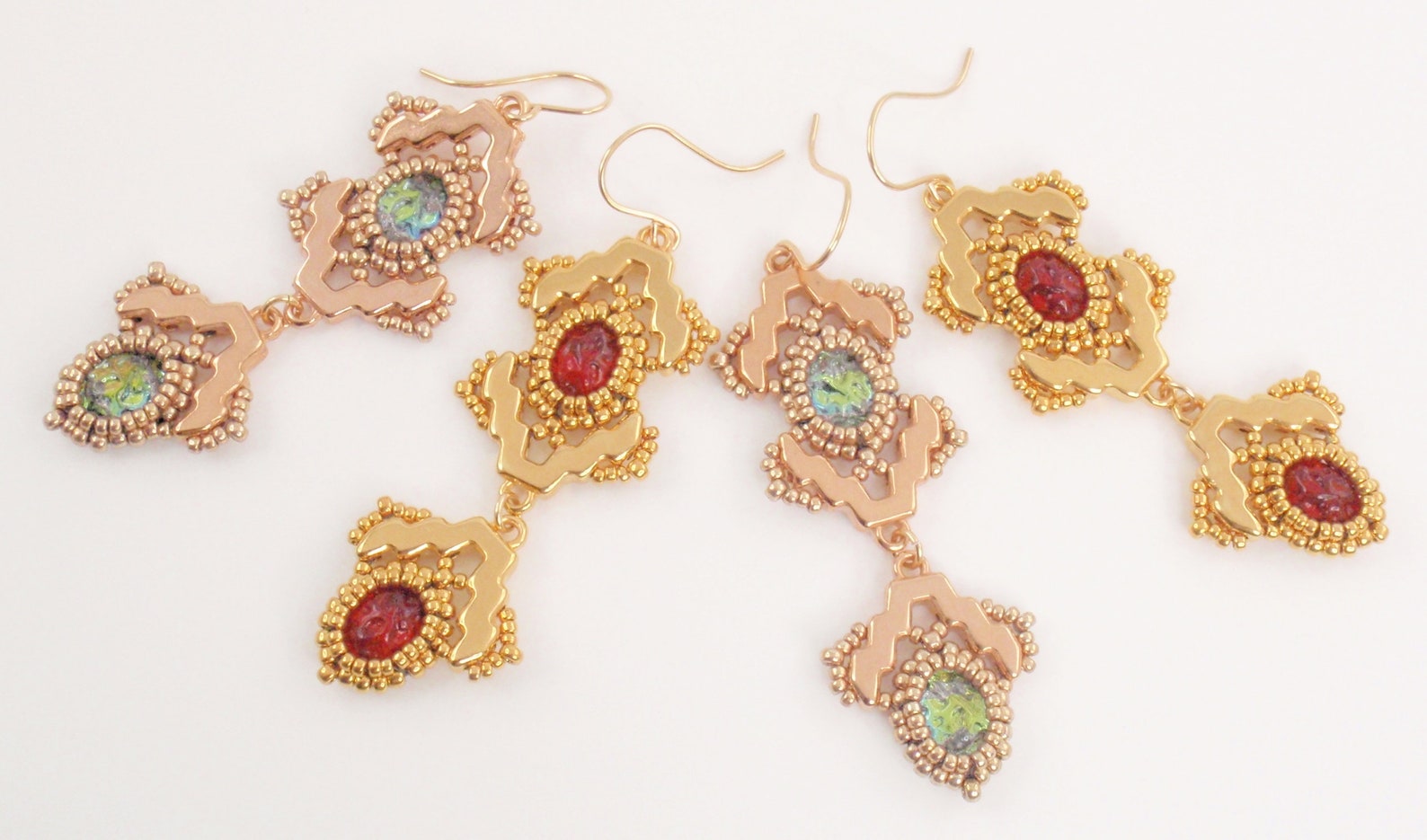 Beading Tutorial for Aztec Tortuga Earrings Beading | Etsy