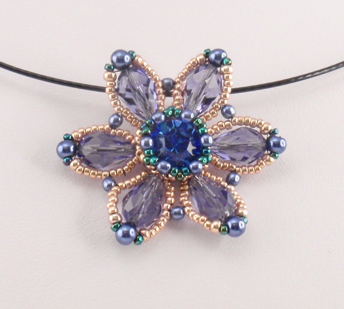 Beading Tutorial for Spring Flower Pendant Jewelry Pattern - Etsy