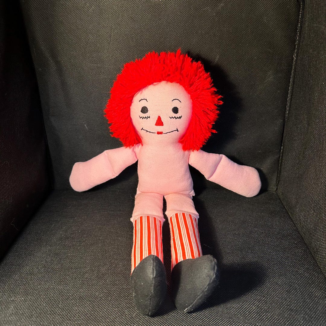 Vintage Raggedy Ann Doll, Pink Body, Red Yarn Hair, Striped Legs ...
