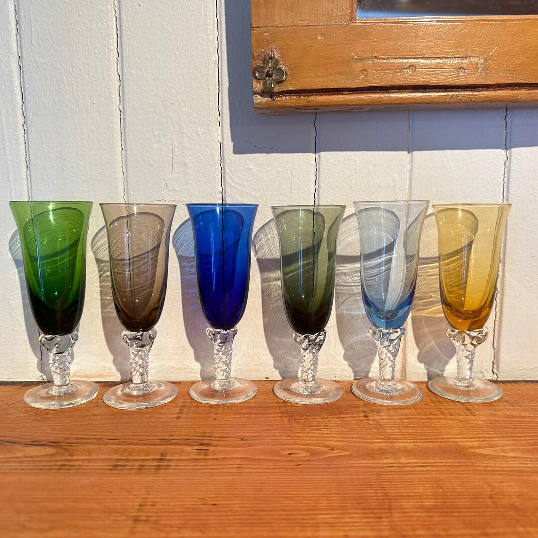 Vintage Colored Italian Crystal Glasses for Aperitifs Set of 6, Multi ...