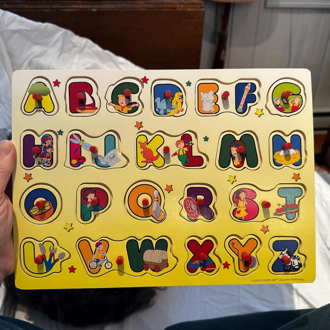 Caillou Themed Wooden ABC Puzzle With French Words and Character Photos ...