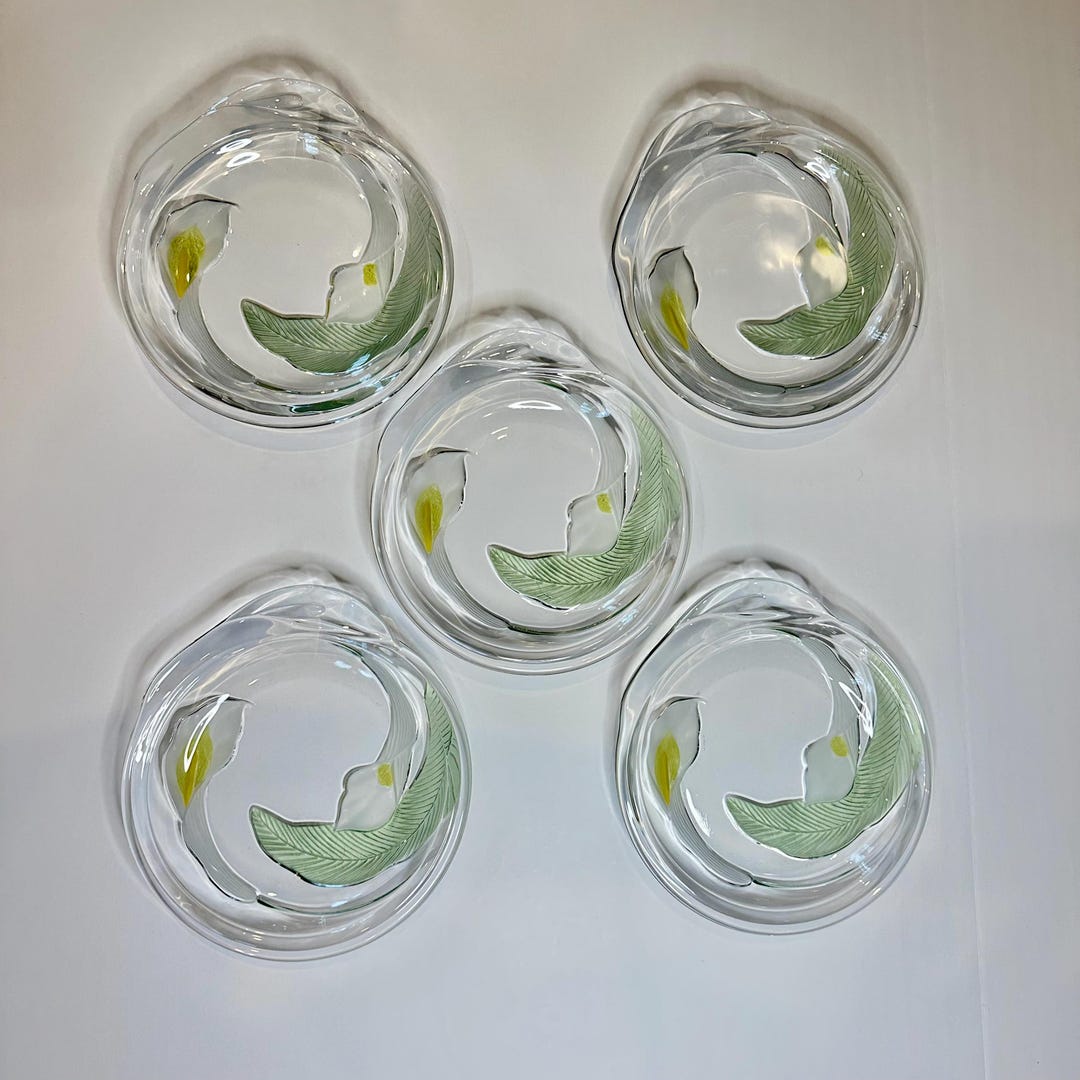 Hand-blown Glass Plates With Calla Lily and Leaf Design - Set of 5 - Etsy