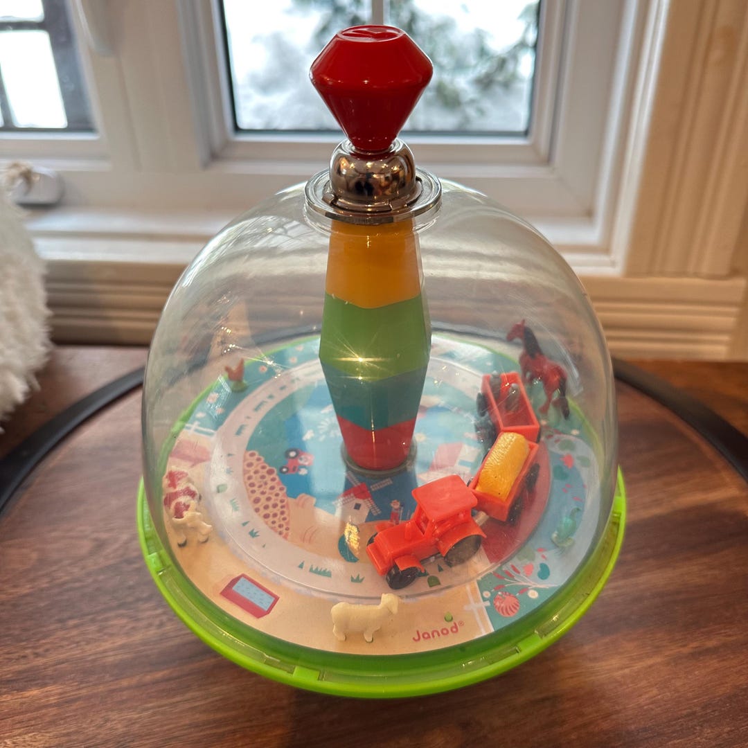 Janod Farm Interactive Spin Toy, Animal Sounds & Spinning Tractor Made ...