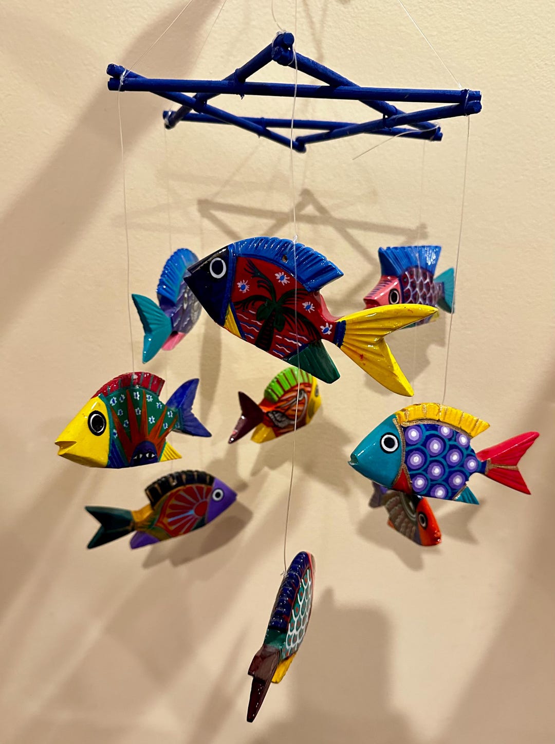 Handmade Painted Mexican Mexico Fish Hanging Mobile Bright - Etsy