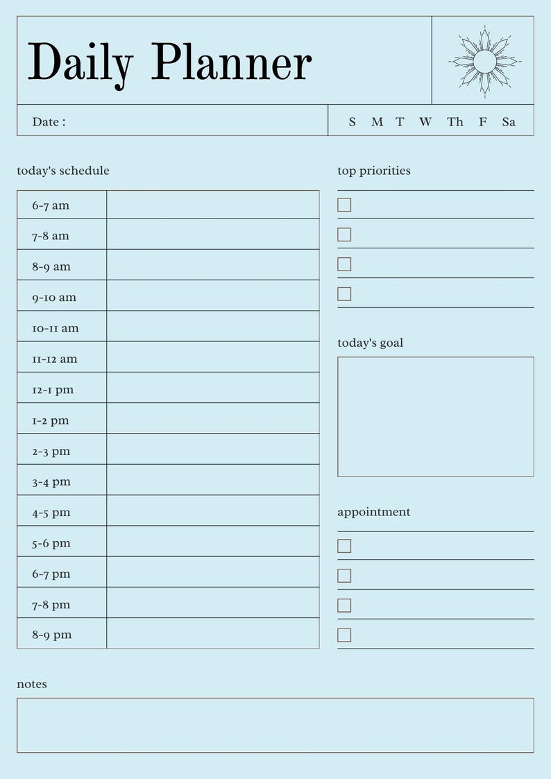 Daily Planner Printable, Instant Download, Productive Daily Planner ...
