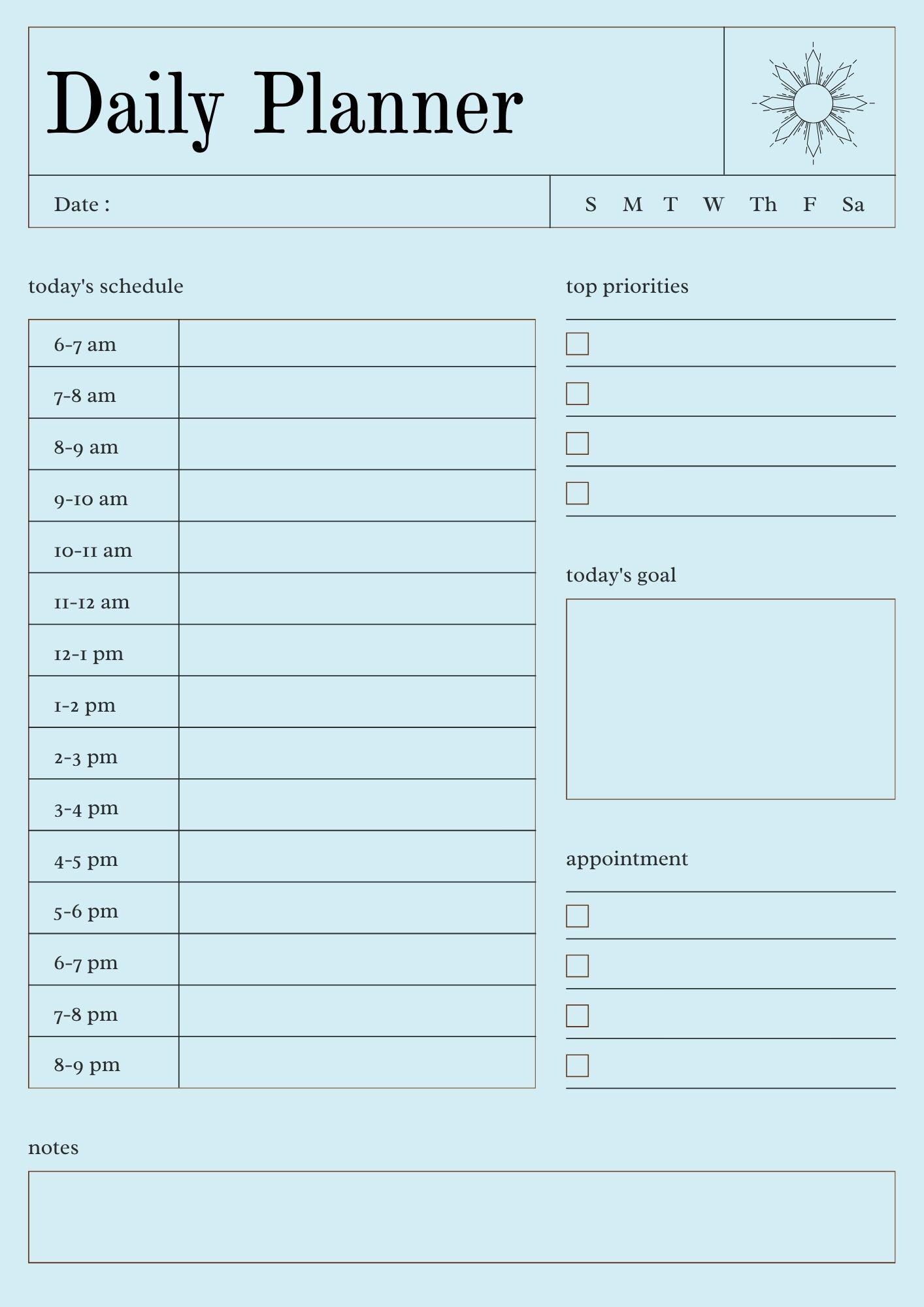 Daily Planner Printable, Instant Download, Productive Daily Planner ...