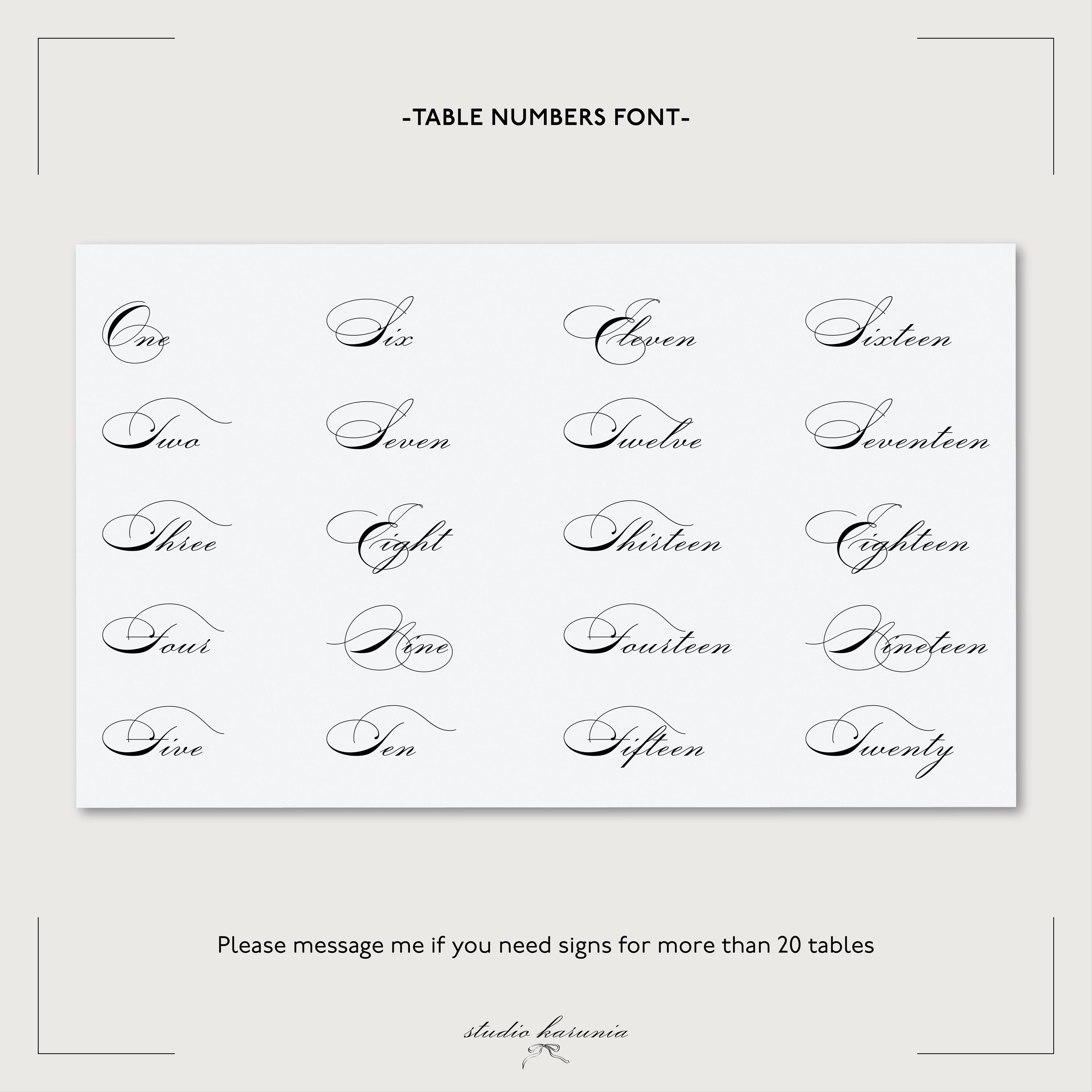 Printable Table Number Signs | Square 4.5"x4.5" | Wedding & Special ...
