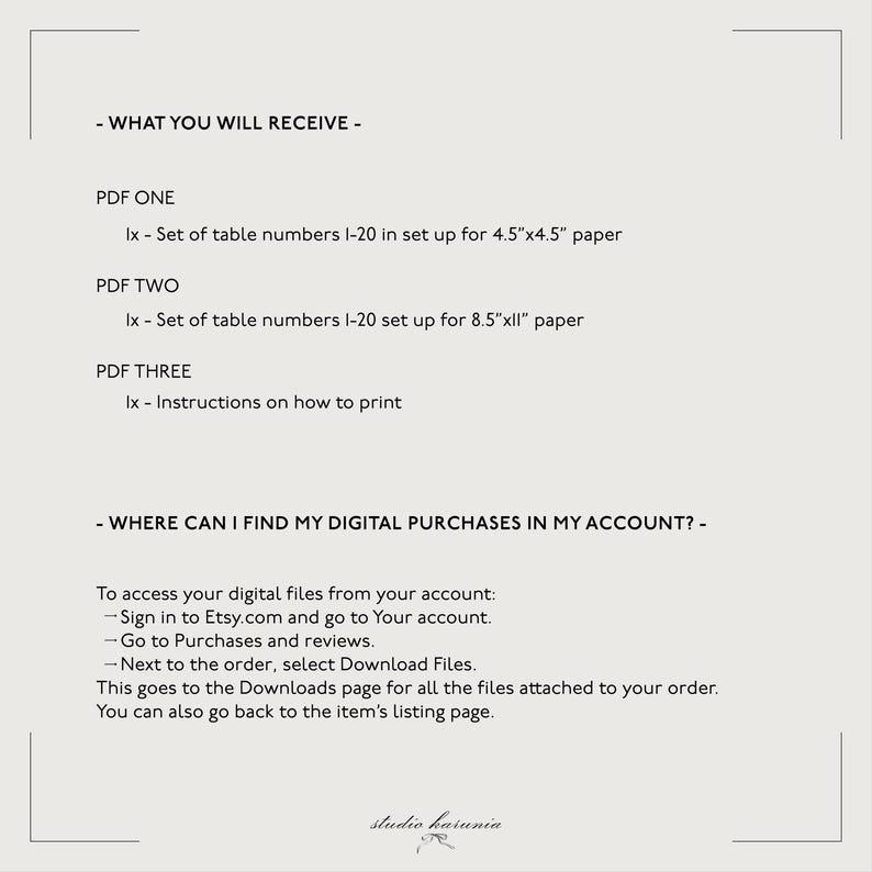 Printable Table Number Signs | Square 4.5"x4.5" | Wedding & Special ...