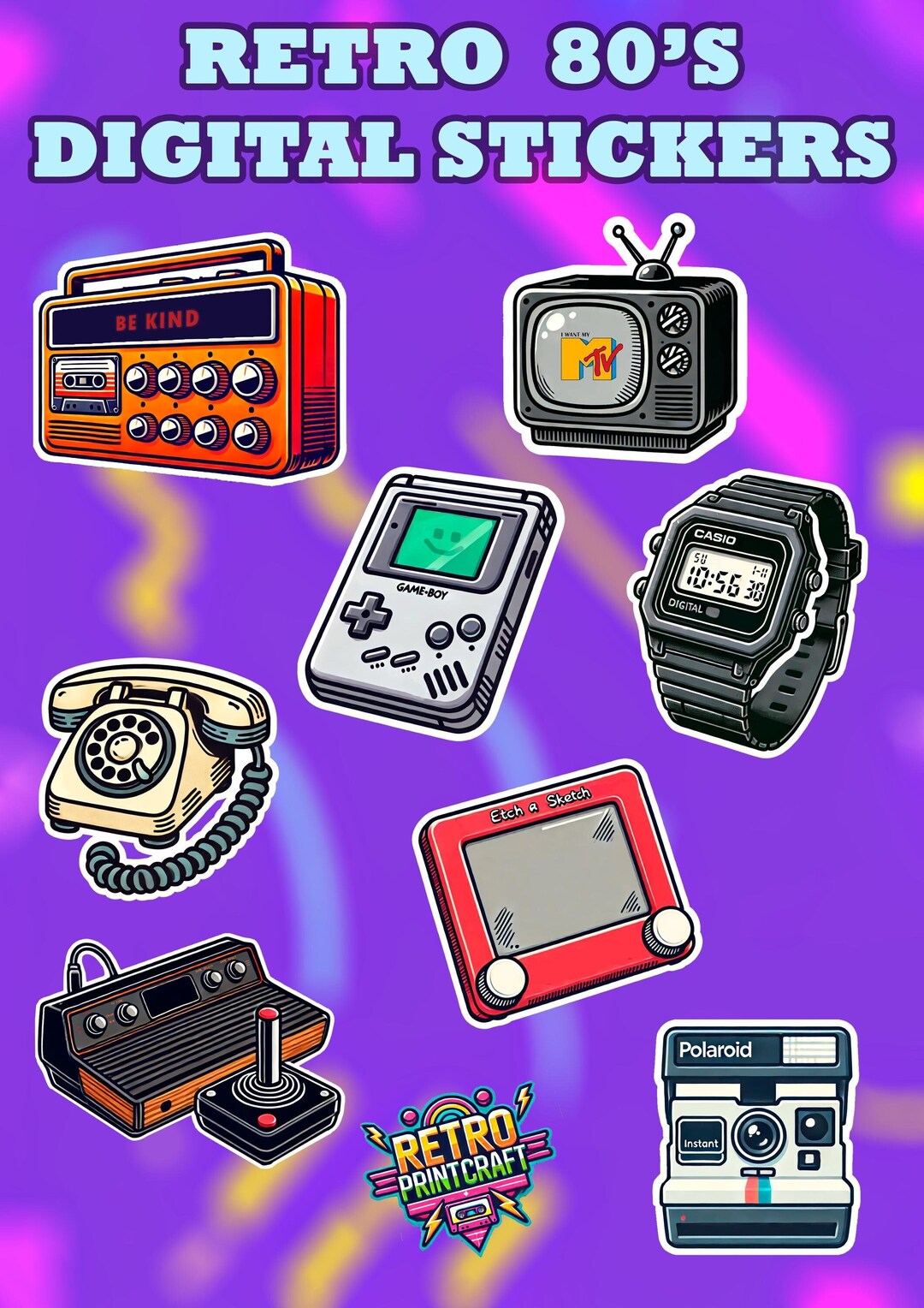 Retro 80s Aesthetic Stickers - Perfect for Retro Lovers & Collectors - Etsy
