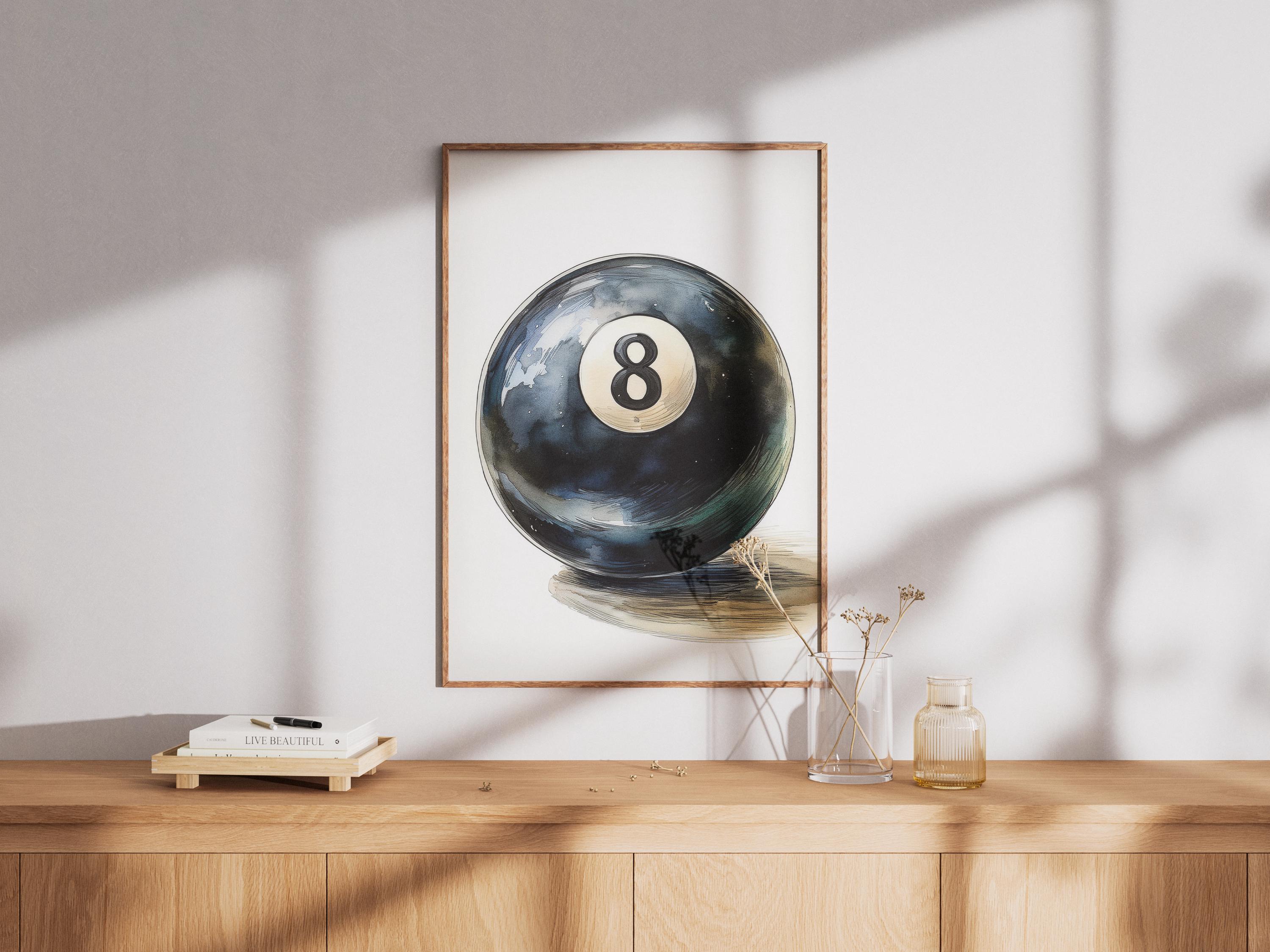 Vintage 8 Ball Pool Ball Print Wall Art - Printable Retro Wall Art ...