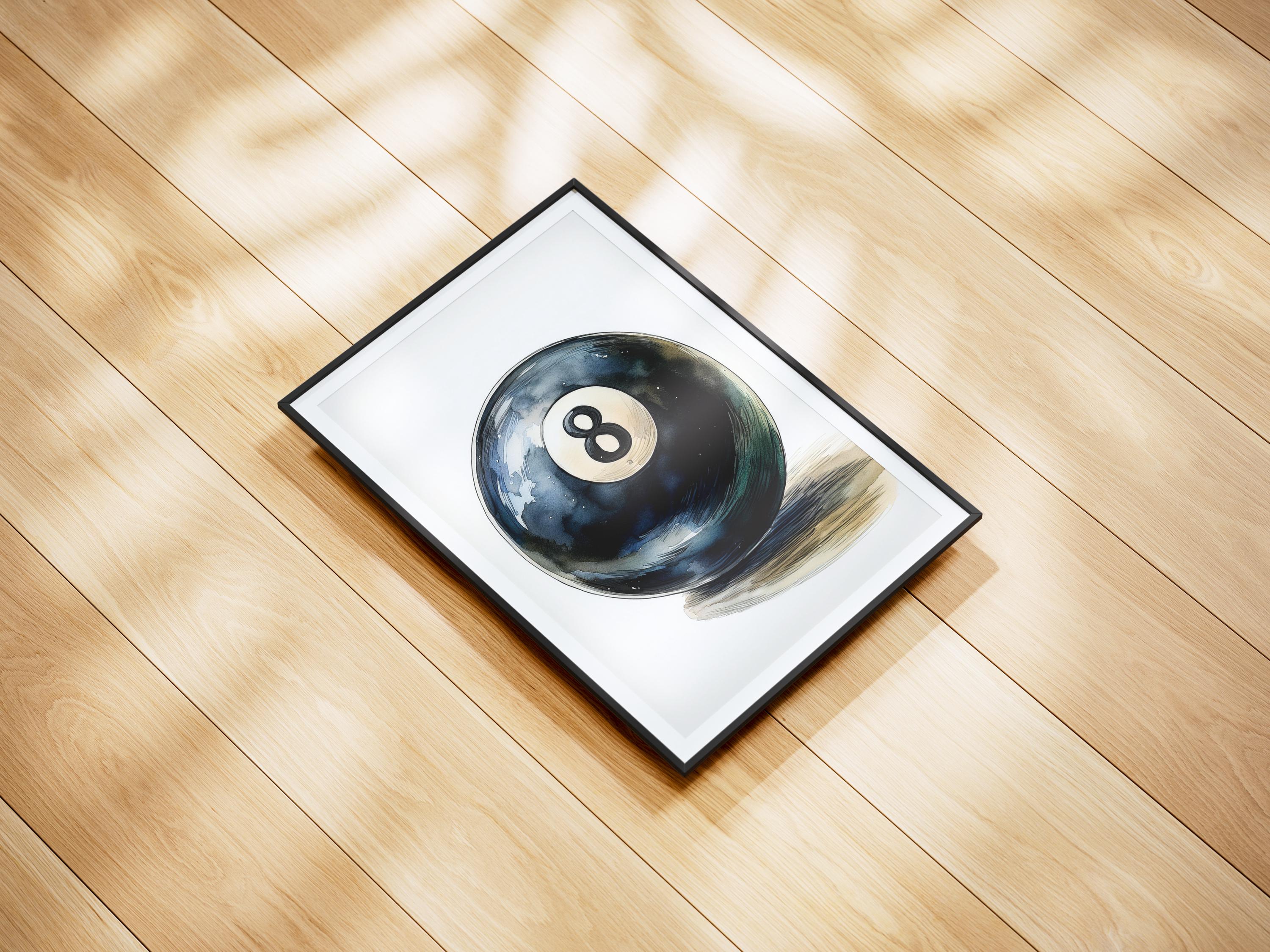 Vintage 8 Ball Pool Ball Print Wall Art - Printable Retro Wall Art ...