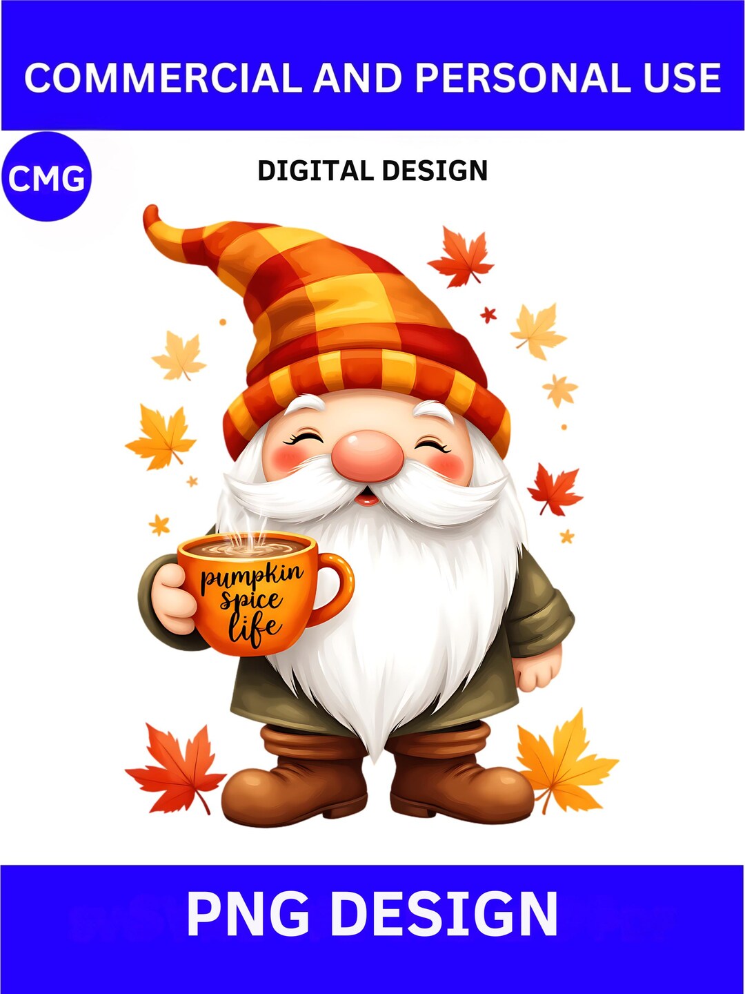 Pumpkin Spice Gnome PNG | Autumn Clipart | Fall Coffee Sublimation ...