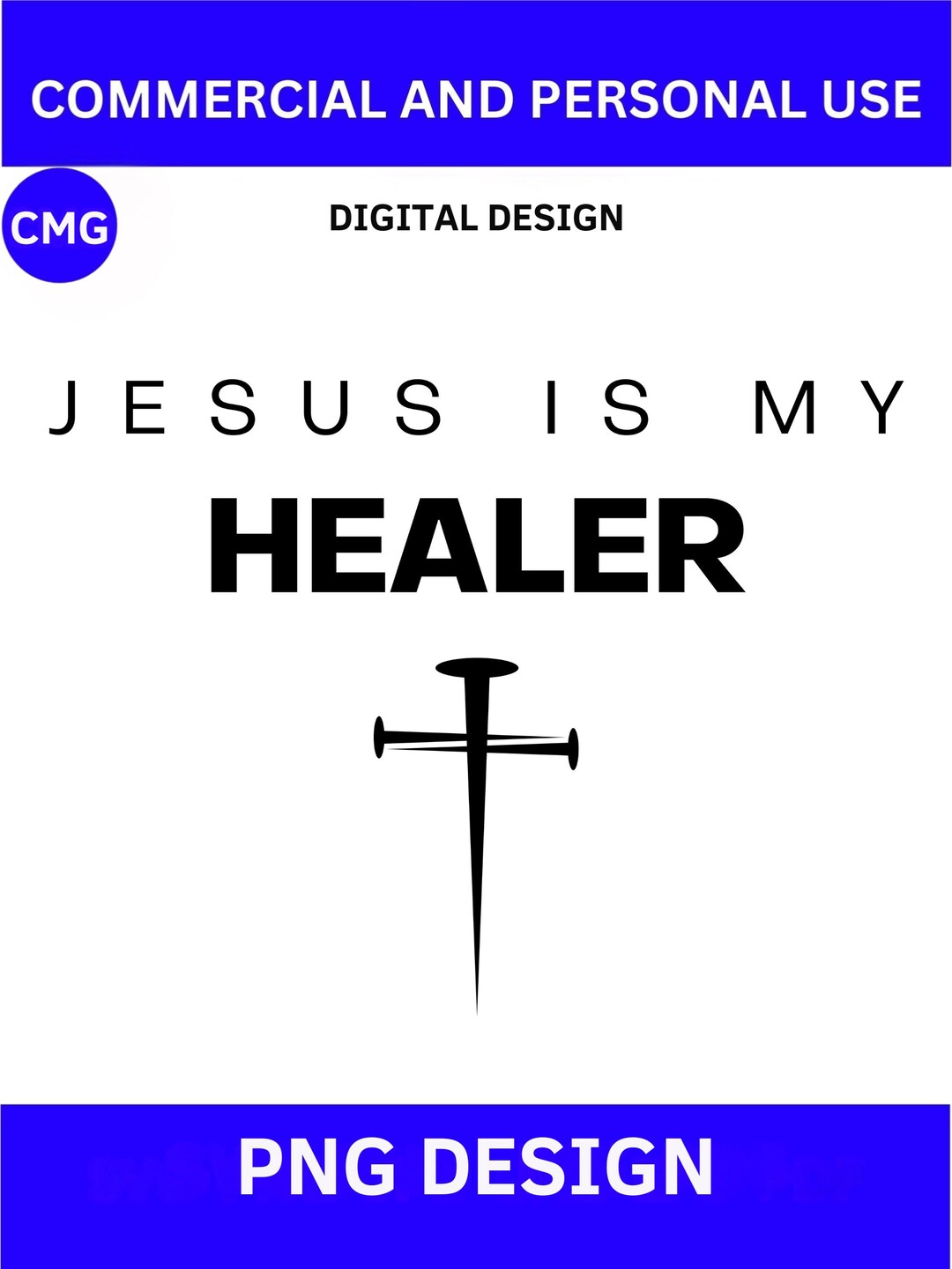 Jesus is My Healer PNG, Cross Made of Nails Digital Design, Christian T ...