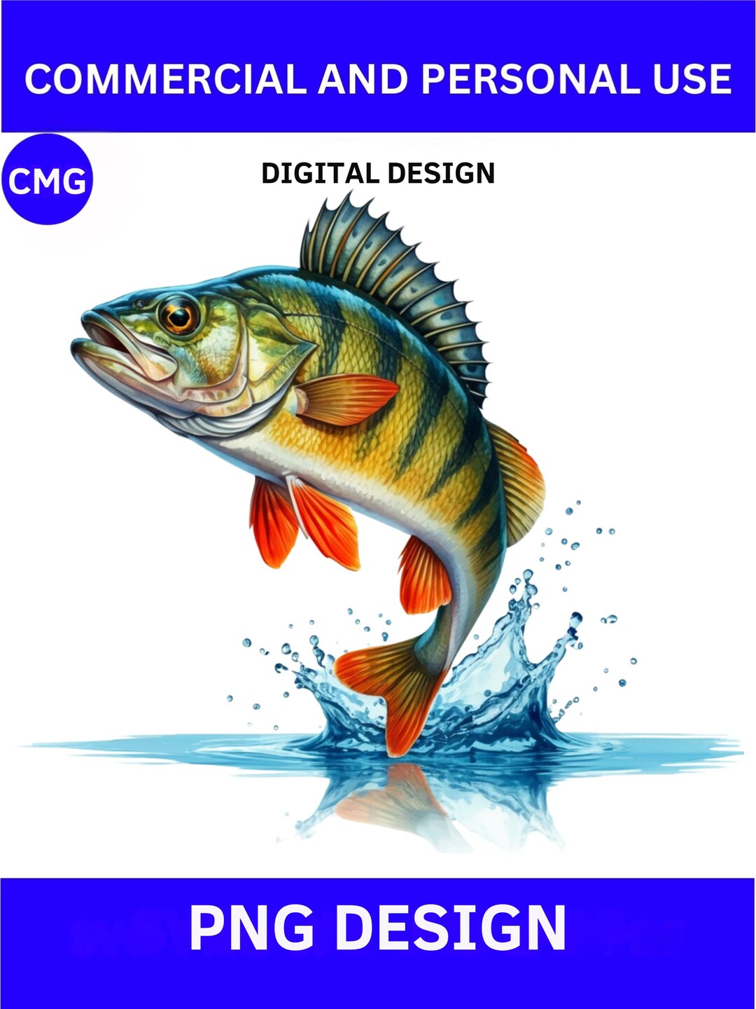 Perch Fish PNG Digital Design, Perch Clipart for T-shirts & Sweatshirts ...