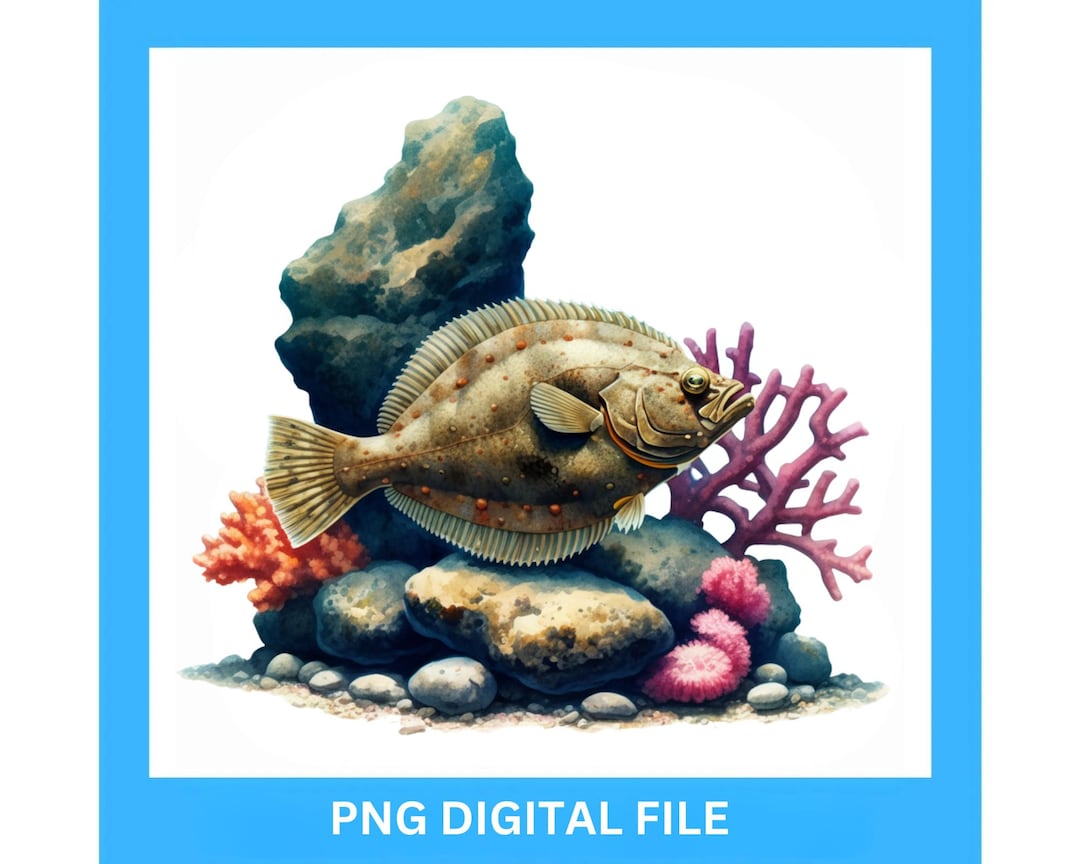 Flounder Fish PNG Digital Design, Flounder Clipart for T-shirts ...