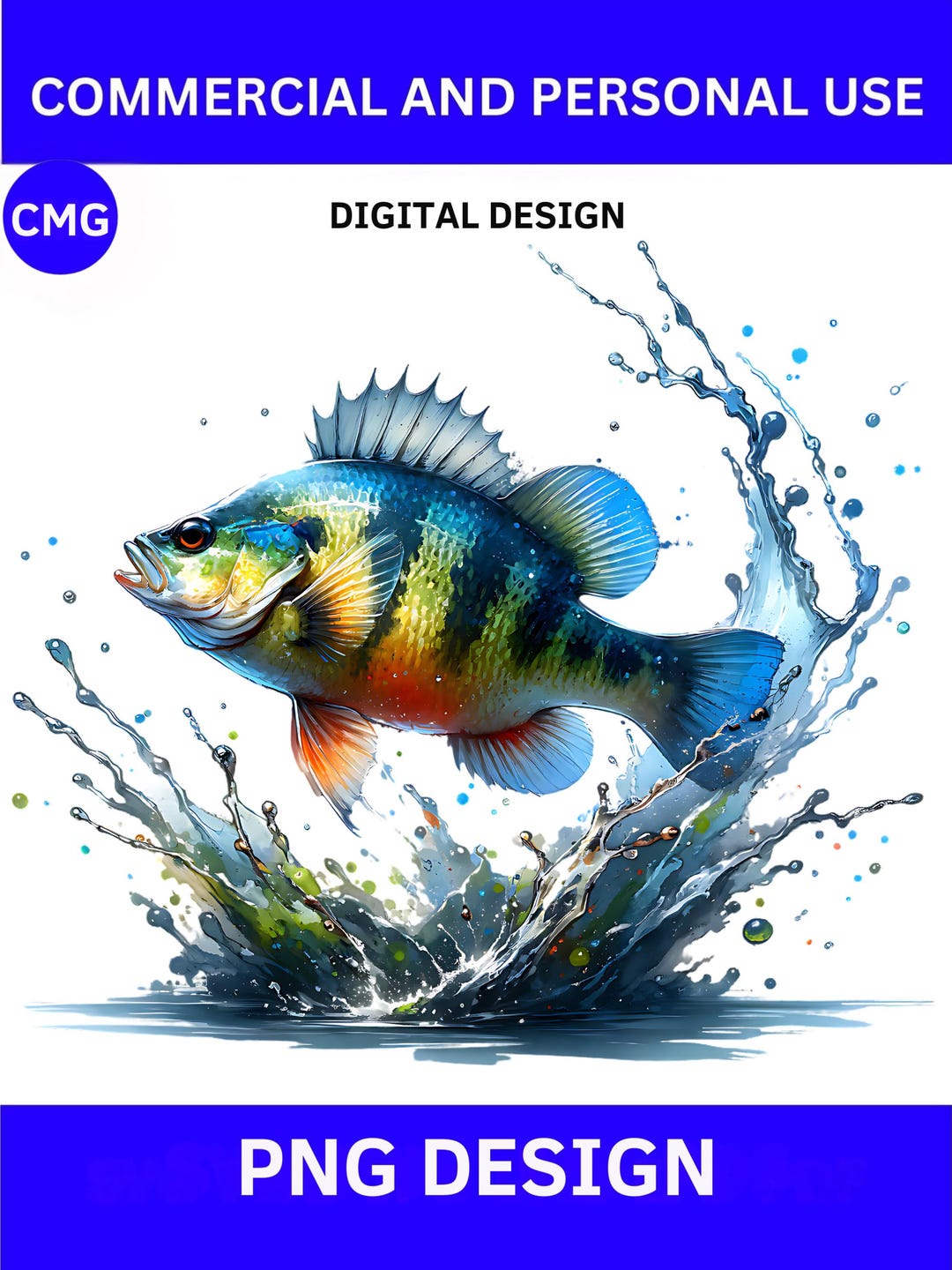 Bluegill Jumping Sublimation, Bluegill Fishing PNG, Bluegill Shirt ...