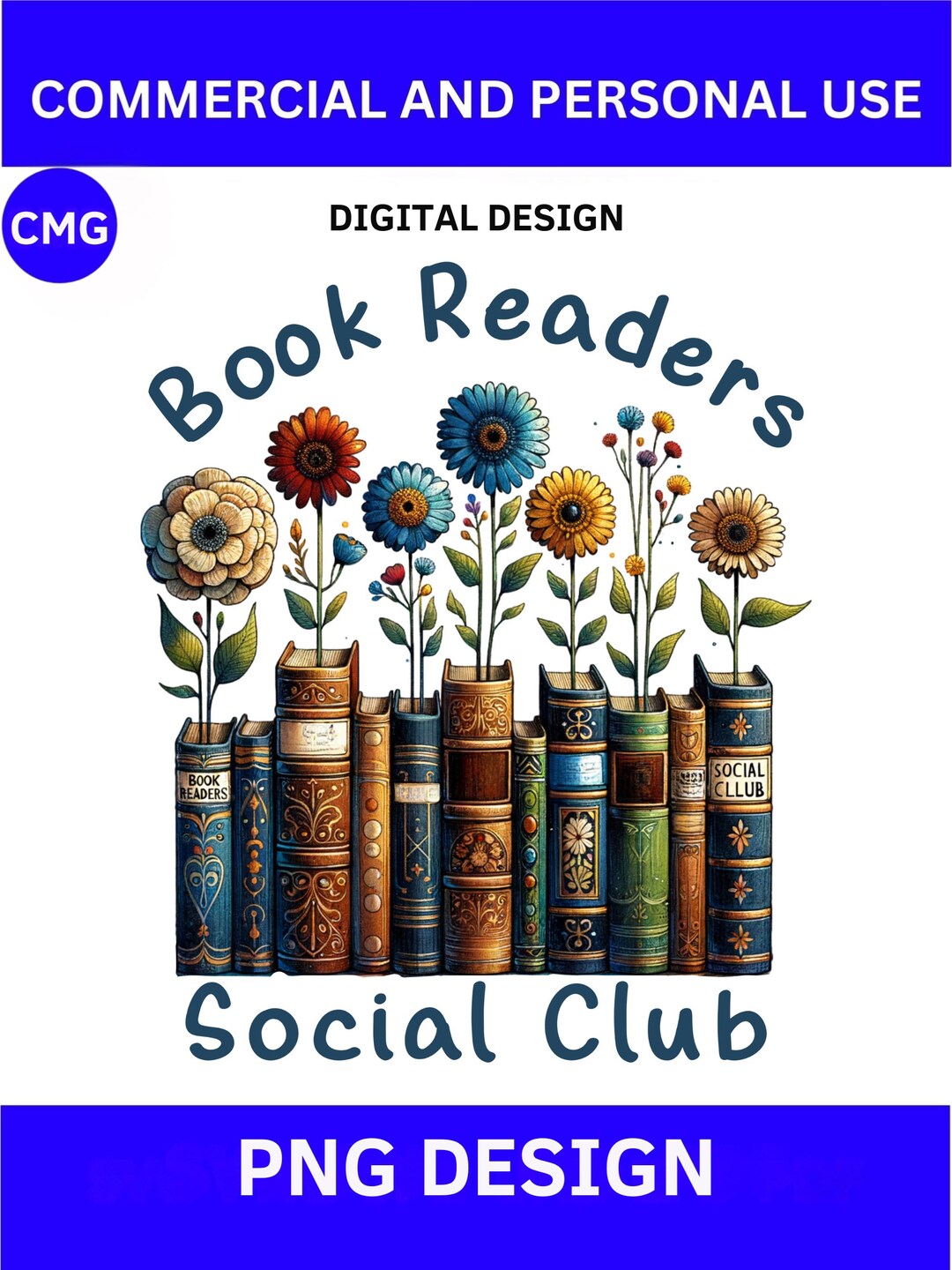 Book Readers Social Club PNG, Vintage Book Lover Digital Design ...
