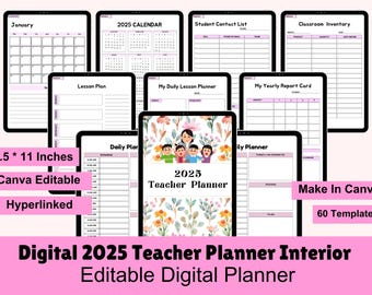 2025 Teacher Planner for Canva Template 2025 Dated Digital Teacher ...