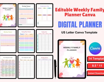 EDITABLE Weekly FAMILY PLANNER Command Center | Family Planner ...