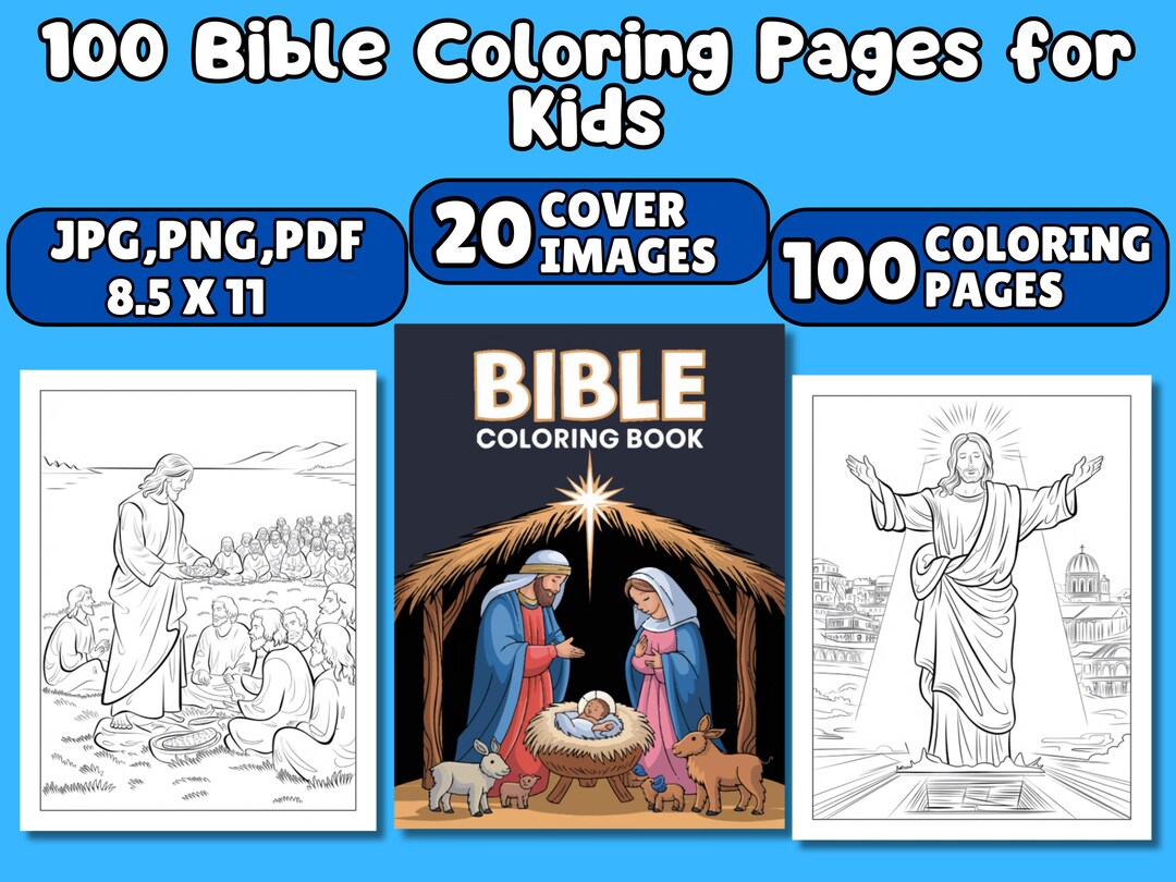 100 Bible Coloring Pages / Bible Coloring Book / Christian Coloring ...