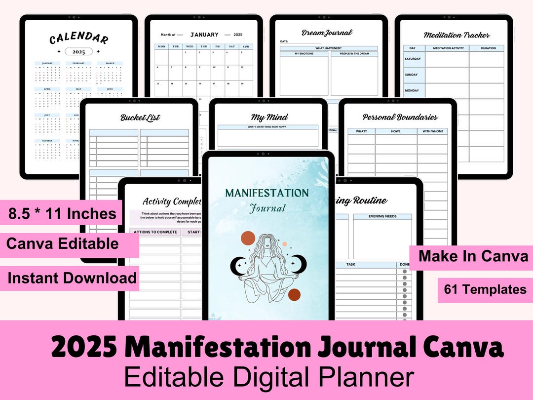 2025 Manifestation Journal | Yearly Intentions Visioning Workbook ...
