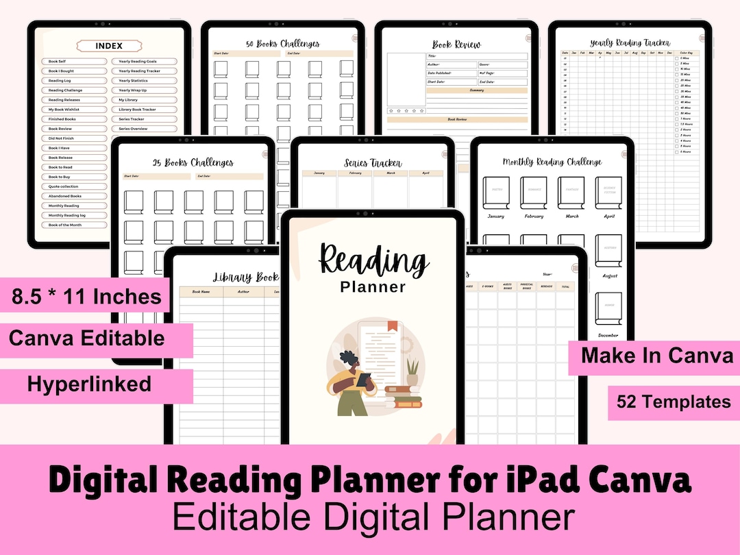 Digital Reading Journal, Book Tracker, Reading Planner, Reading Tracker ...