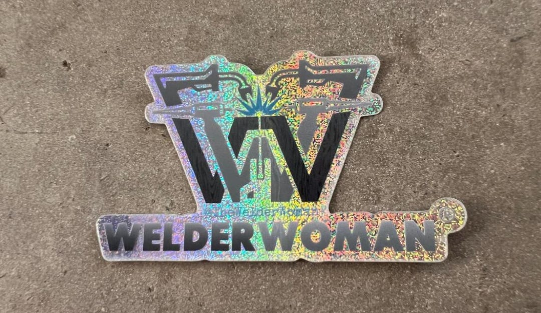Welder Woman® Rainbow Glitter Vinyl Sticker - Etsy