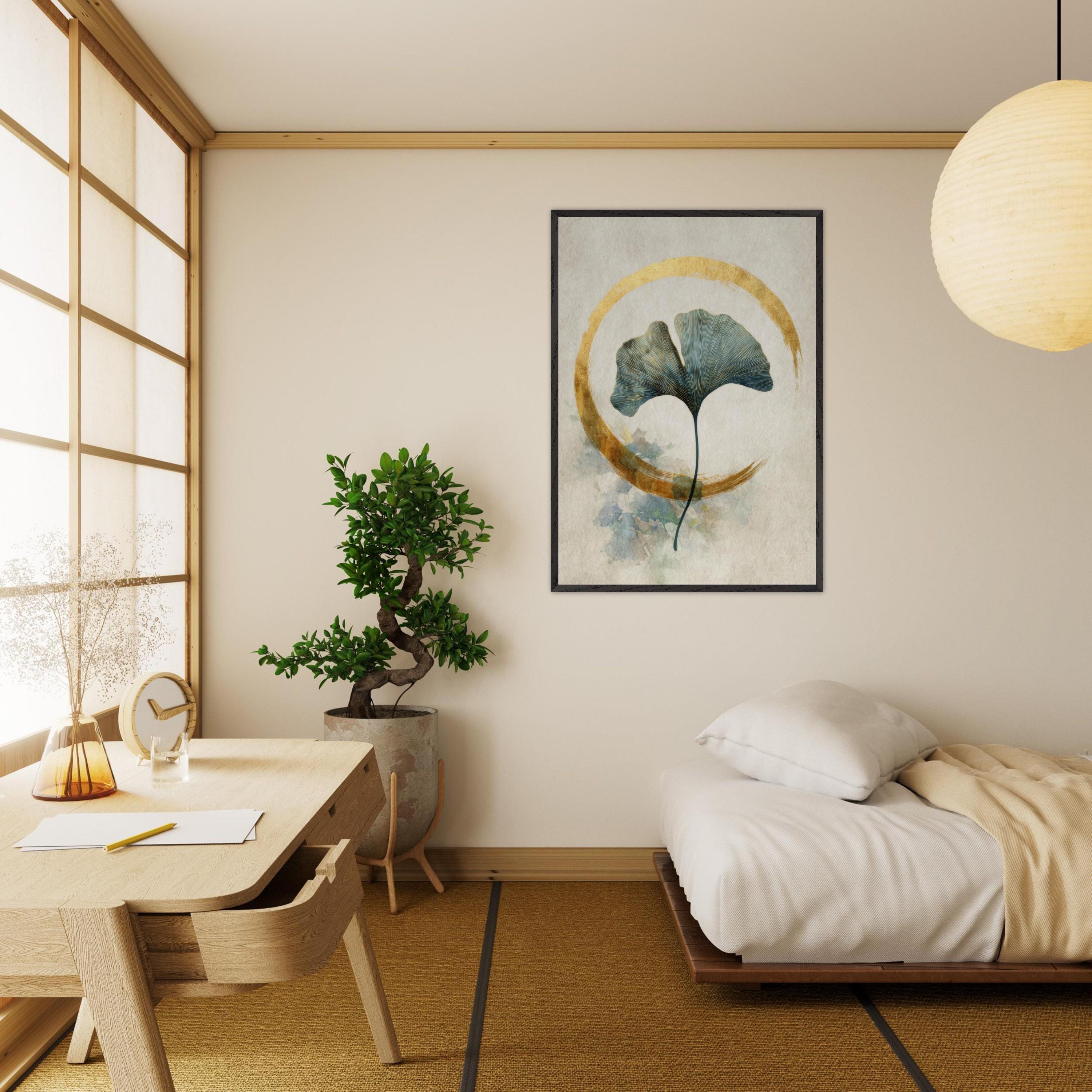 Japandi Ginkgo Leaf Wall Art Print – Zen Japanese Botanical Poster With ...