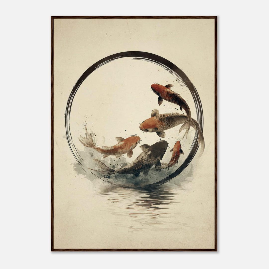 Japandi Koi Fish Print • Enso Circle, Zen Terracotta Wall Art - Etsy