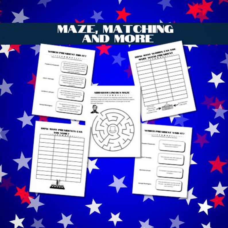 Presidents Day Activity, Facts, Coloring Pages and Games - Etsy