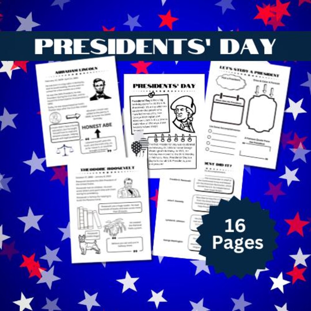 Presidents Day Activity, Facts, Coloring Pages and Games - Etsy