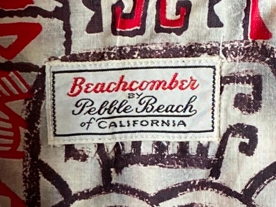 1950s Beachcomber Cotton Tiki Print Hawaiian Shirt M … - Gem