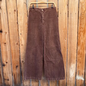 1970s LAPD Corduroy Bellbottoms Vintage 70s Womens Retro Brown Saddle Seat High Waist Wide Flare ...