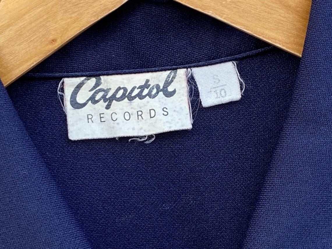1970s Capitol Records Track Jacket S Original Vintage 70s Navy/red Zip ...