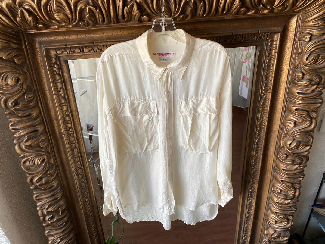 1990s Katharine Hamnett Classics Silk Cargo Shirt L/XL Vintage Men’s ...