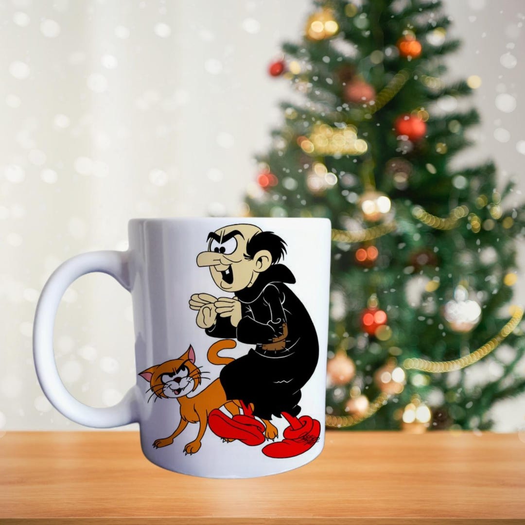 Smurfs and Gargamel Porcelain Mugcup, Souvenir, Funny, Coffee ...