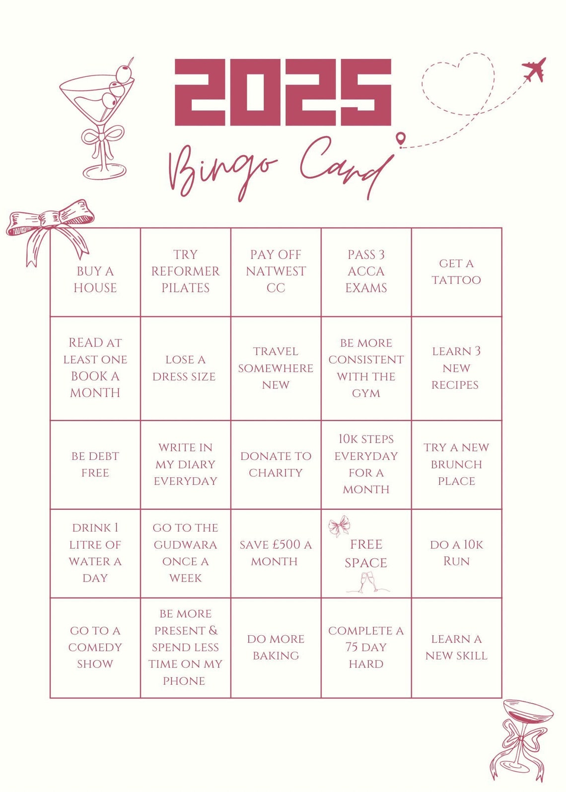 2025 Bingo Card - Etsy