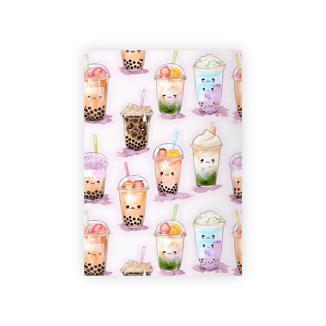 Wrapping Paper Rolls, Bubble Tea Kawaii Boba Tea Gift Wrap, Cute Gift ...